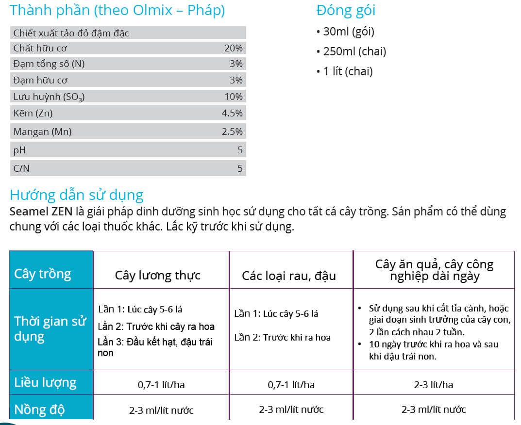 Seamel ZEN 30ml - Phân Hữu Cơ Tảo Biển Đỏ Olmix Pháp - Vật Tư Nông Nghiệp Minh Dũng - Phân Bón ...